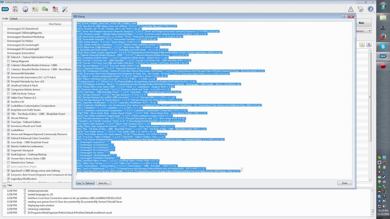 How to export mod lists from Mod Organizer