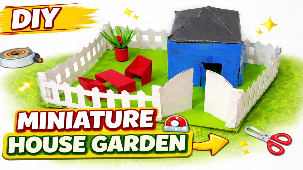 DIY Miniature House Garden Craft | Easy Paper House Model with Fence | School Project Idea