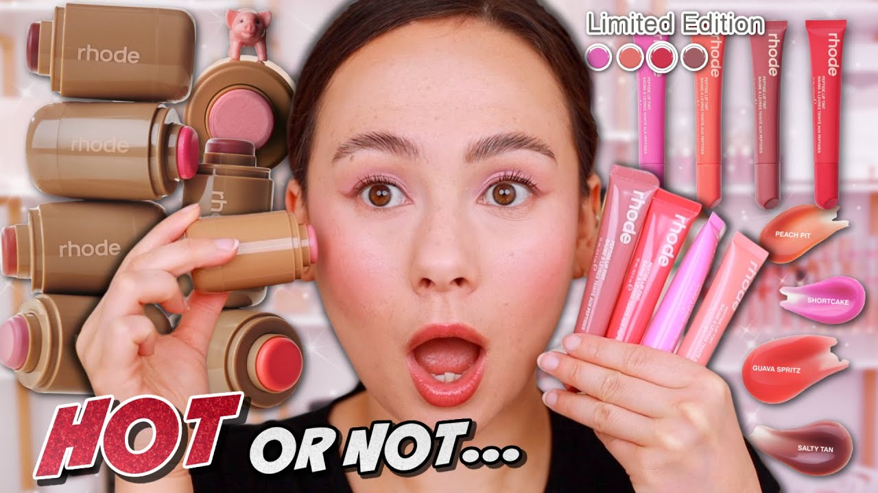 NEW RHODE POCKET BLUSH & SUMMER PEPTIDE LIP TINTS! ALL SWATCHED!