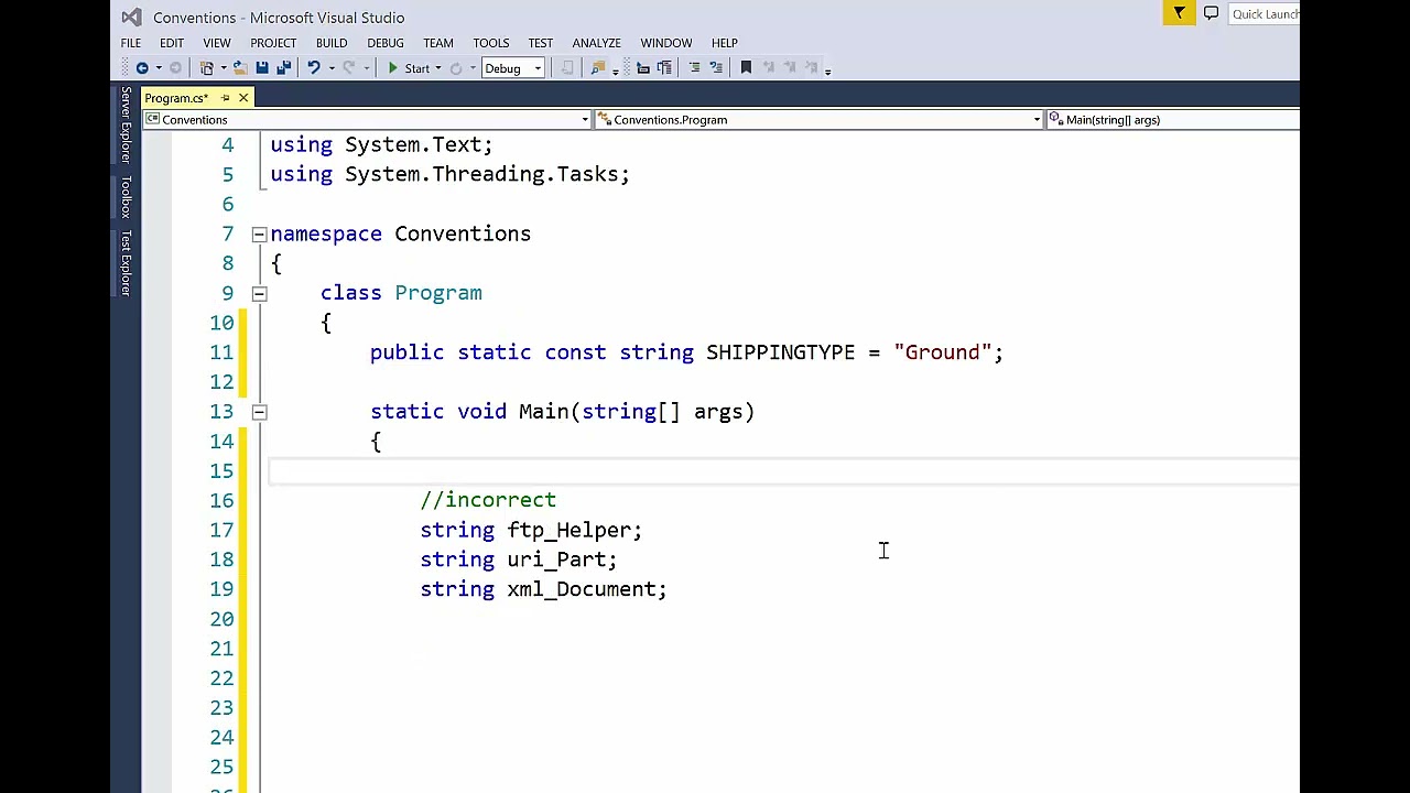 Coding Convention Examples in C#