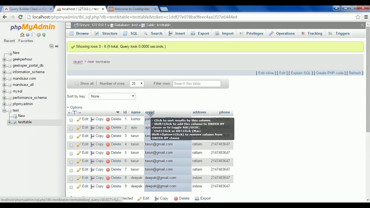How to select data in Codeigniter using query builder class part 2?
