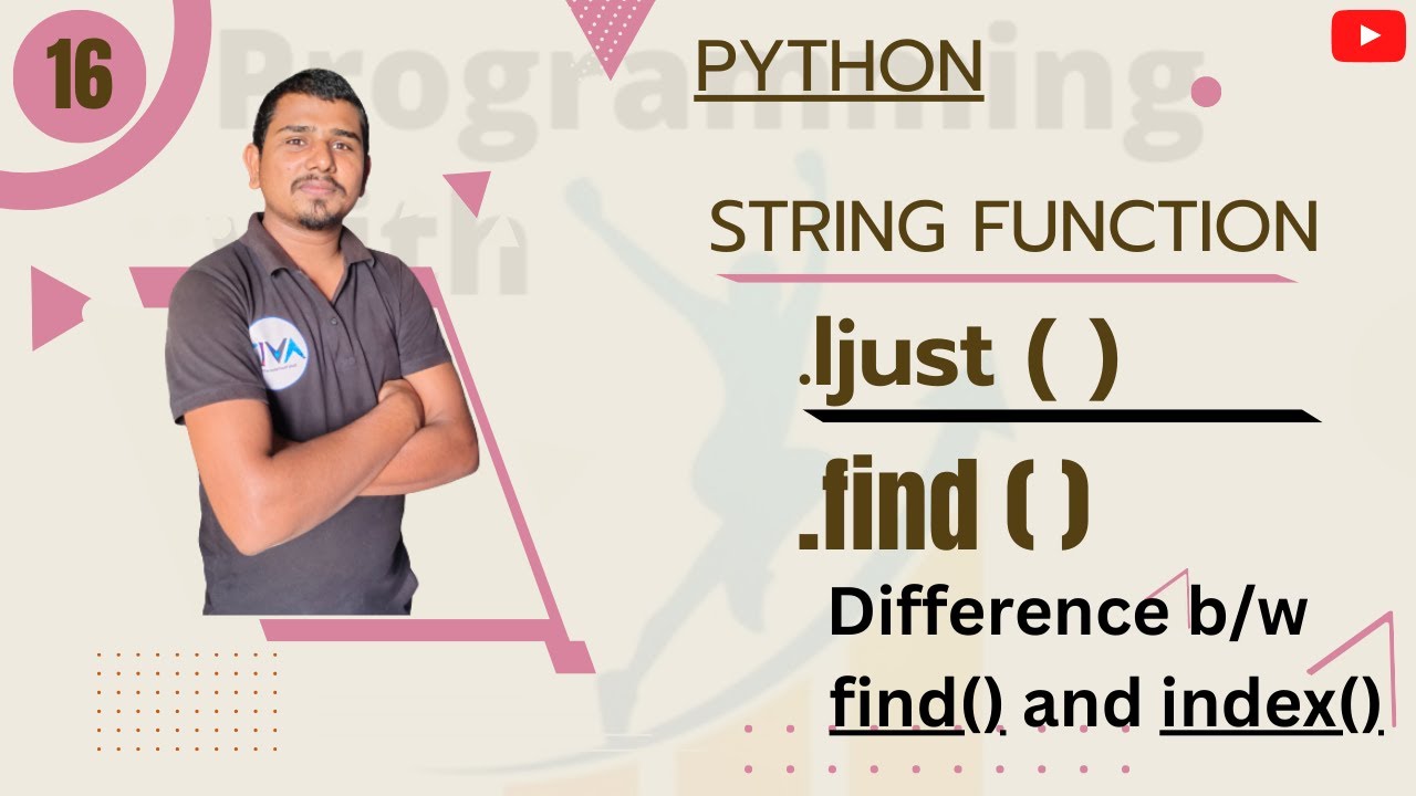 string ljust function|string find function in python(hindi) #string #avitsupaul #amit #stringfind