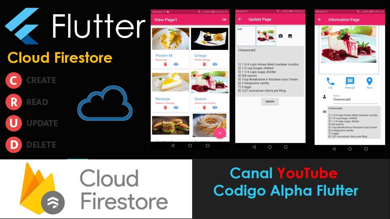 Flutter Cloud Firestore CRUD example recipes