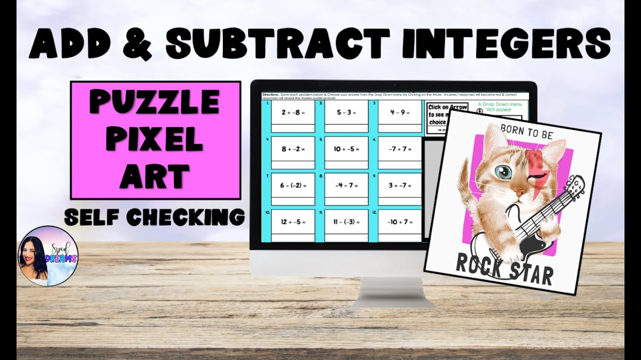 Adding and Subtracting Integers Digital Puzzle Pixel Art Math Activity