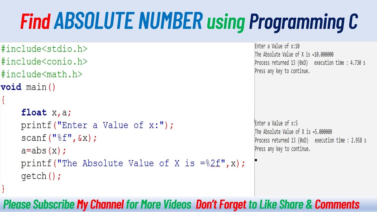 find absolute value using c | C Programming | Computer Programming | Education| ICT