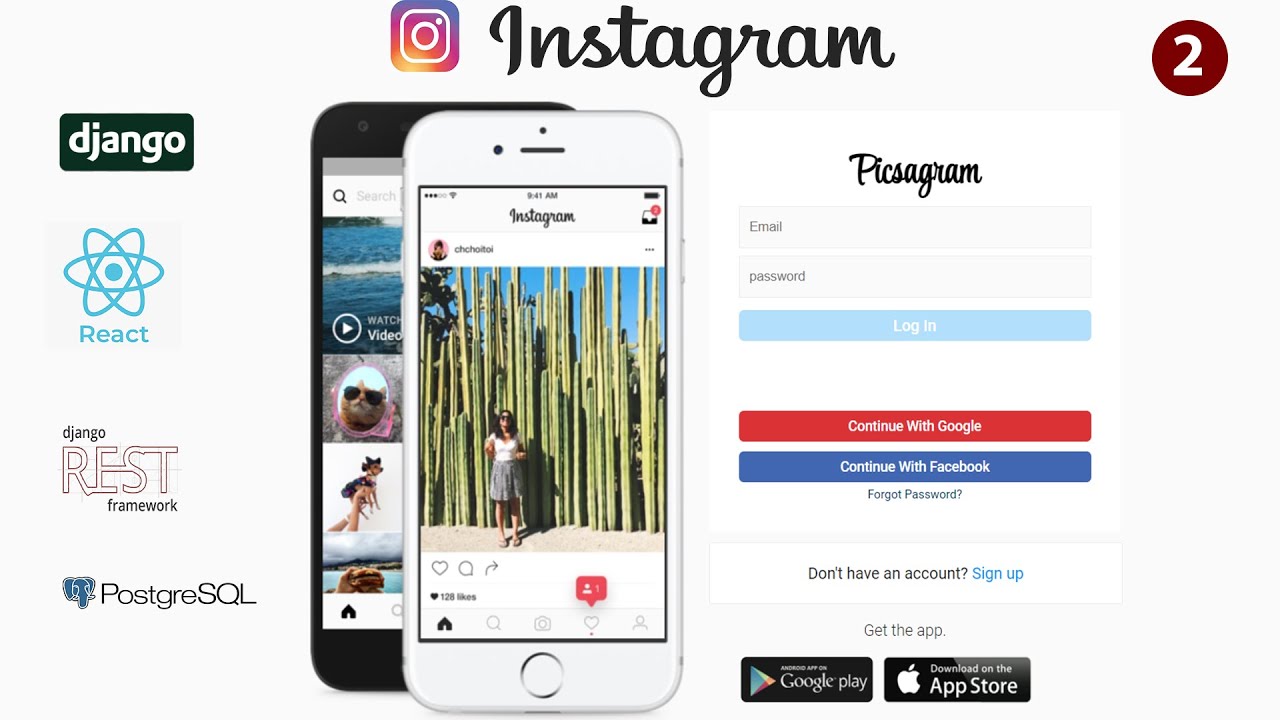 Instagram clone setting up backend project React and Django