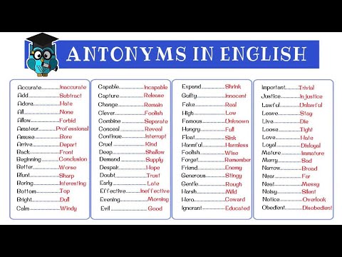 120+ Most Common Antonyms in English from A-Z | Opposite Words List