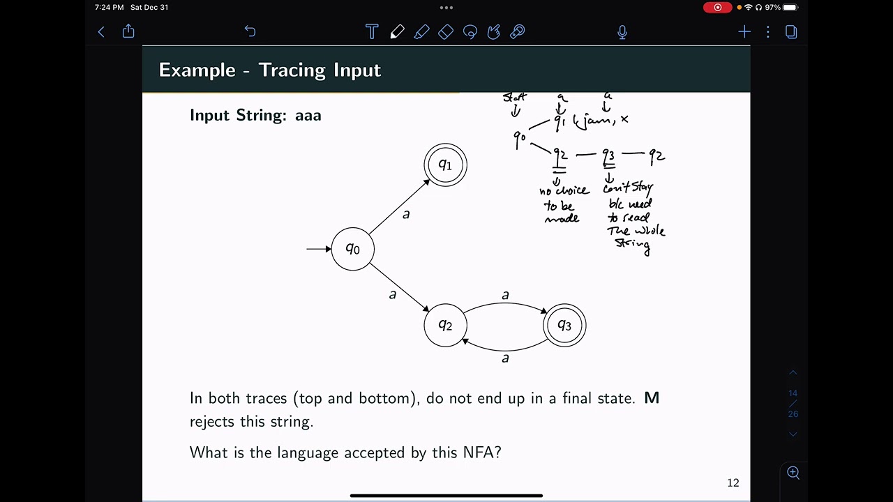 NFAs - Walking through the computation of an NFA