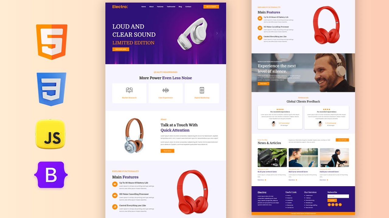 Make a Beautiful Responsive Website Using Bootstrap/HTML/CSS - Professional Website