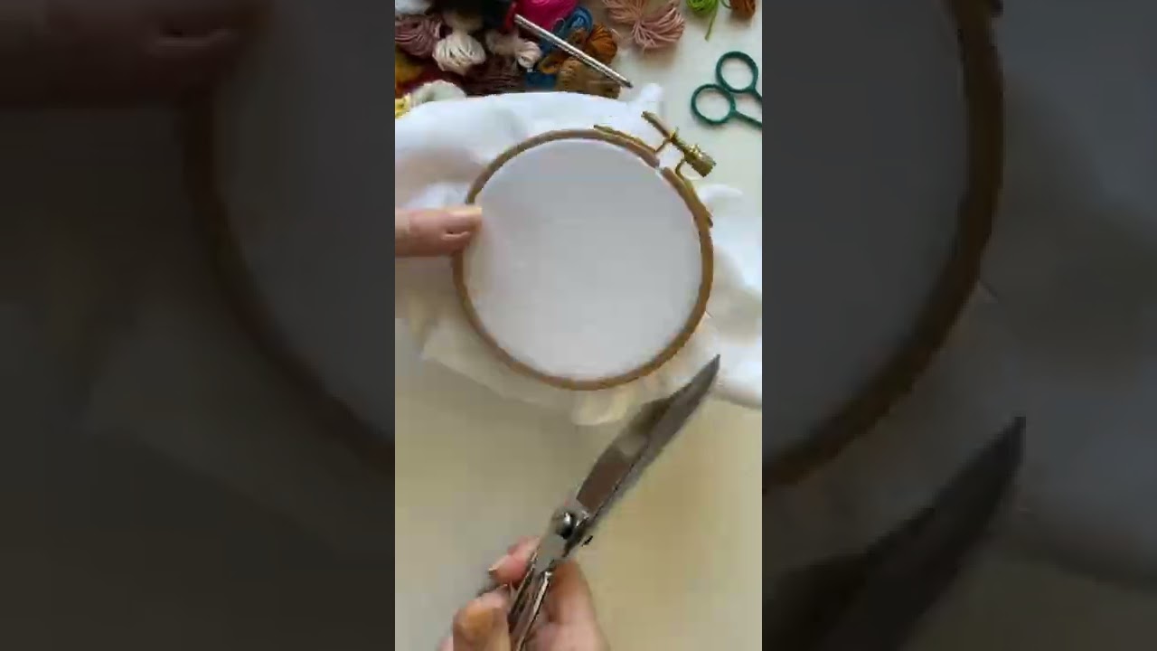 Prepping a cross-stitch embroidery hybrid hoop 💛 #EmbroideryTutorials