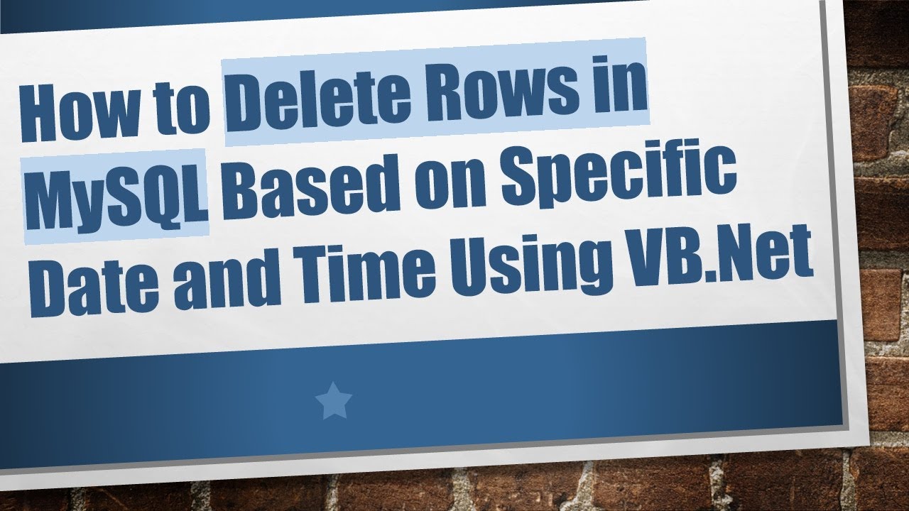 How to Delete Rows in MySQL Based on Specific Date and Time Using VB.Net