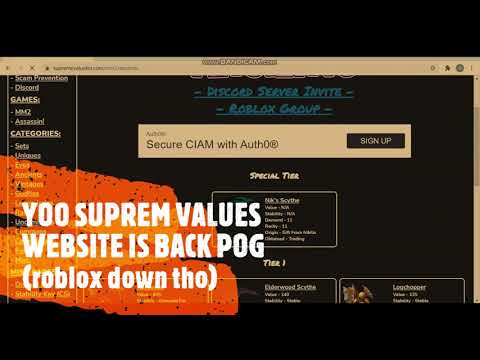 supreme values website is back!!!when roblox is down lol