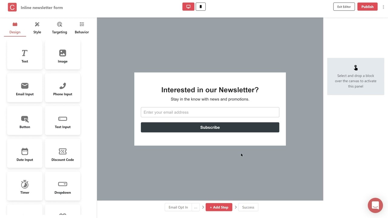How to create an embeded / inline form using Contlo
