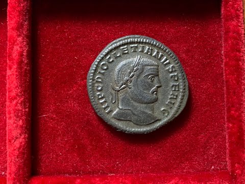 Ancient Roman bronze follis coin of emperor Diocletian
