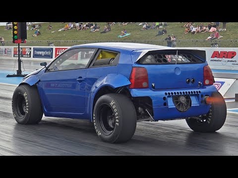 1800-HP Twin-Engined Lupo Drag Car Quarter-Mile Race Video