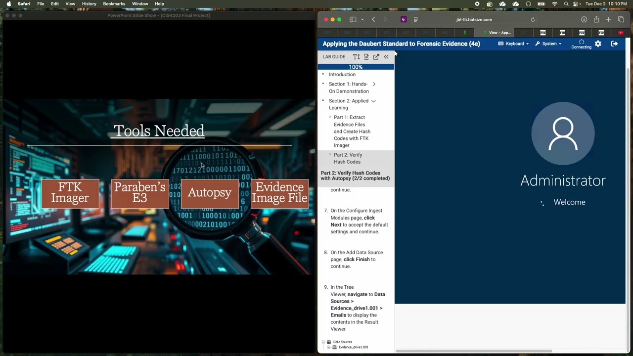 Lab 1 help Video: Lab: Applying the Daubert Standard to Forensic Evidence