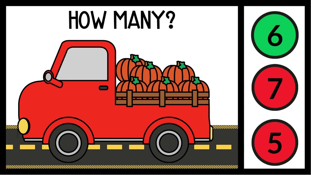 Counting 1-10 Game Fall Math Pumpkin  Number Truck for Kids Preschool Kindergarten