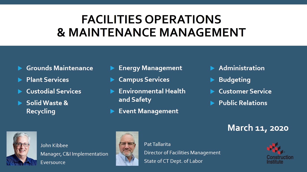 CI Spring 2020 Facility Management Certificate Program