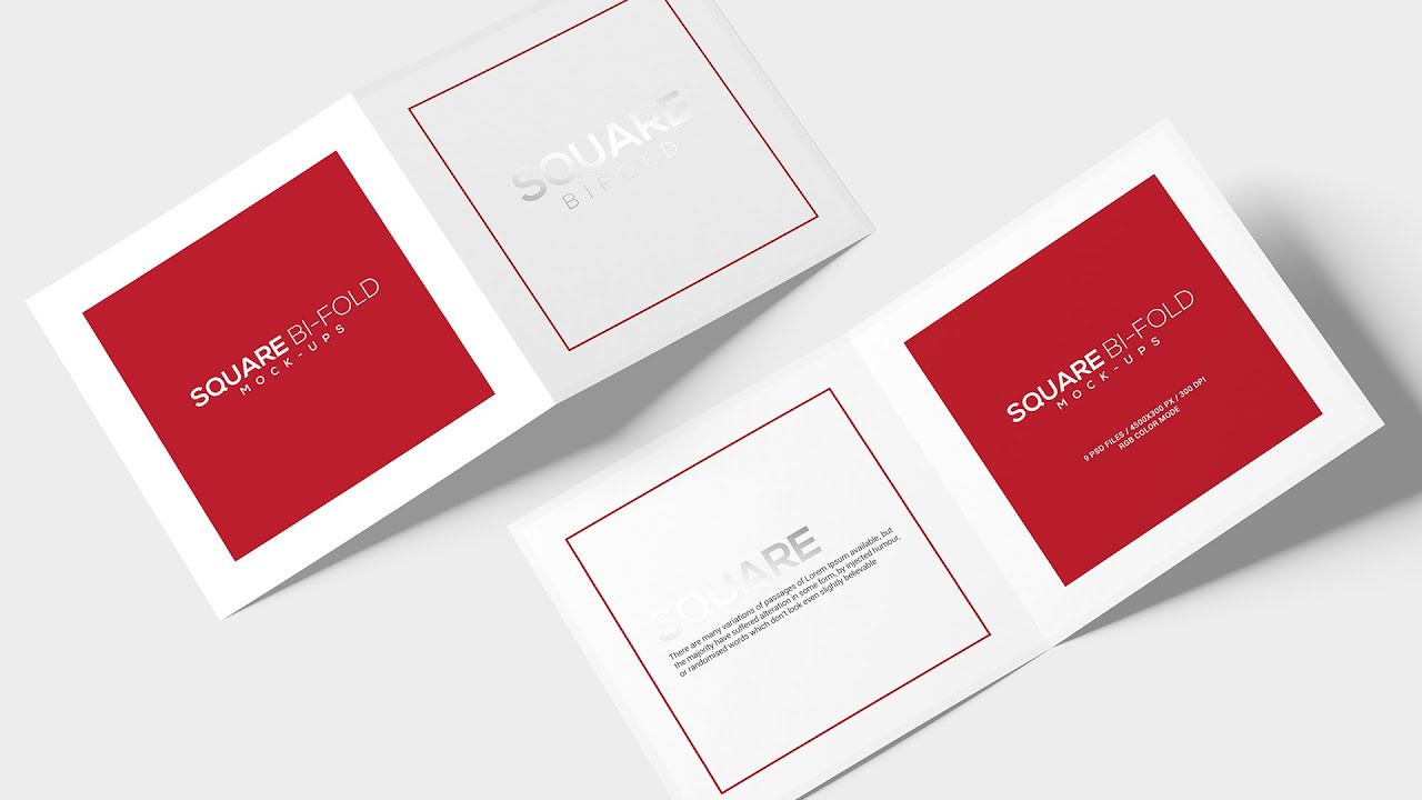 Square Bi Fold Brochure Mock Up