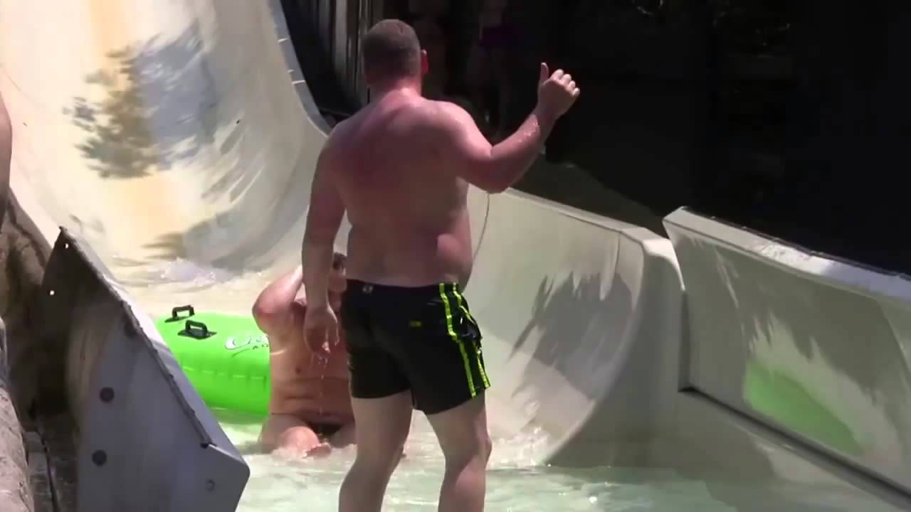 Fat Guy In Speedo Gets Major Air On Waterslide HD Video Journal