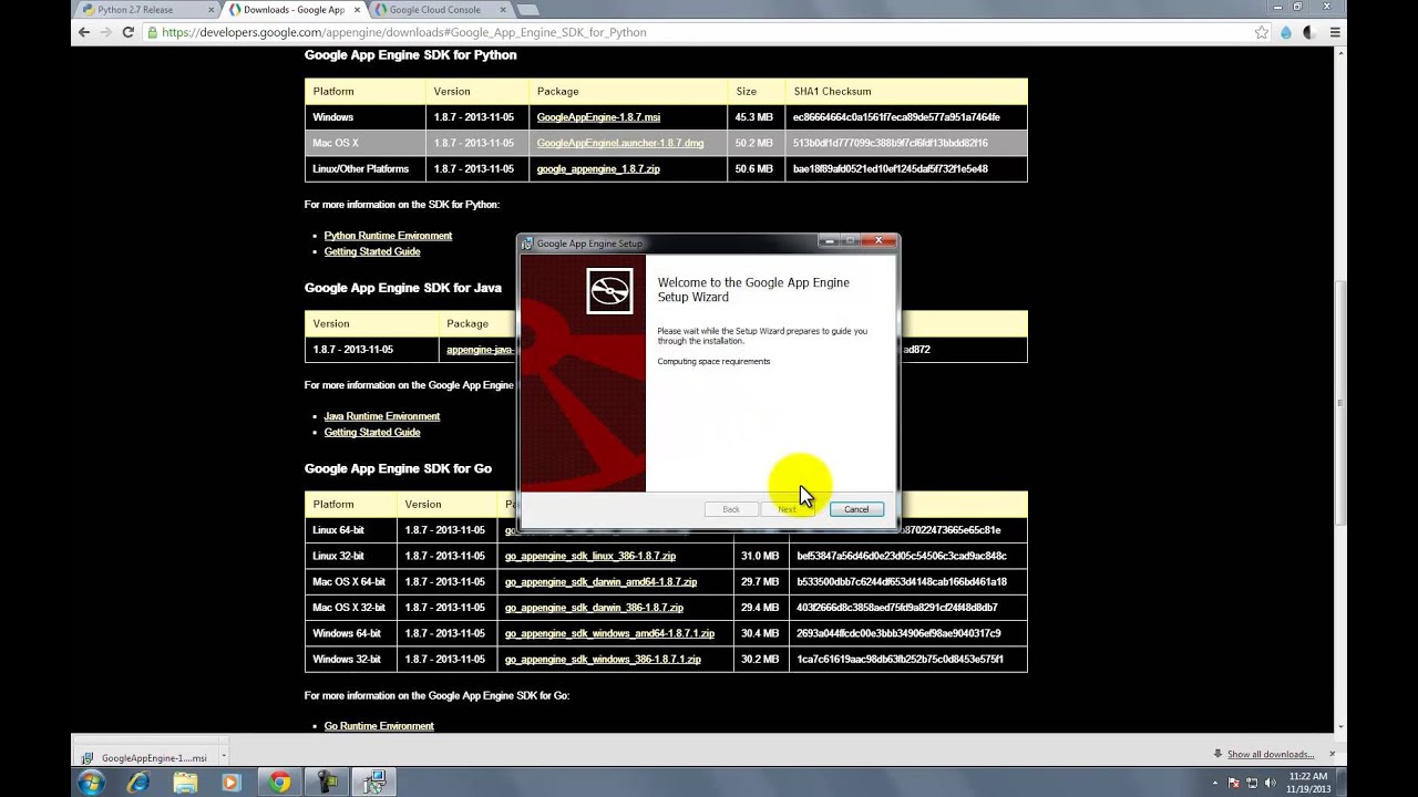 Part 1: Installing Google App Engine SDK for Python and hosting a static HTML page