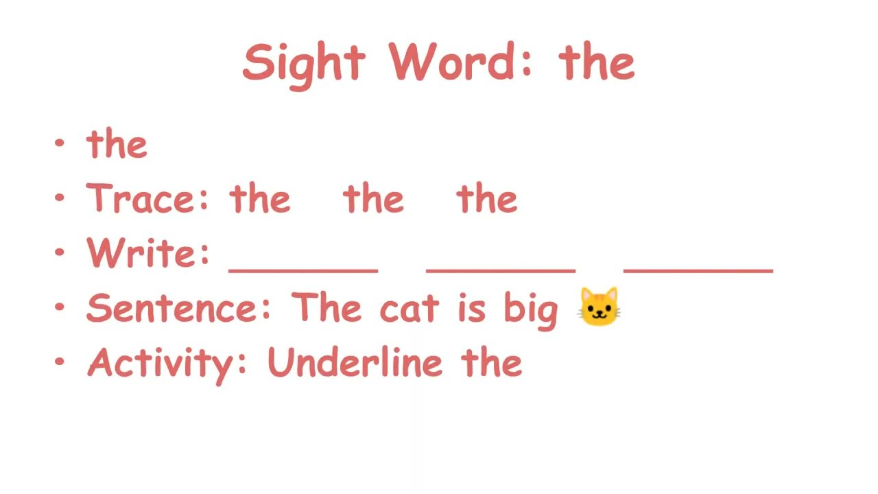 Sight Words Worksheet for Kindergarten | Learn, Trace & Write (Fun Phonics Activity)