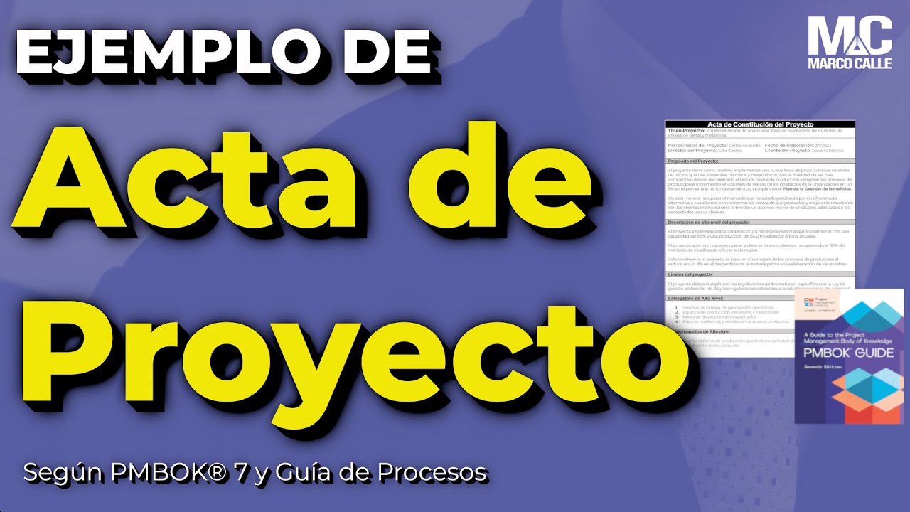 Ejemplo de una Acta de Constitución del Proyecto