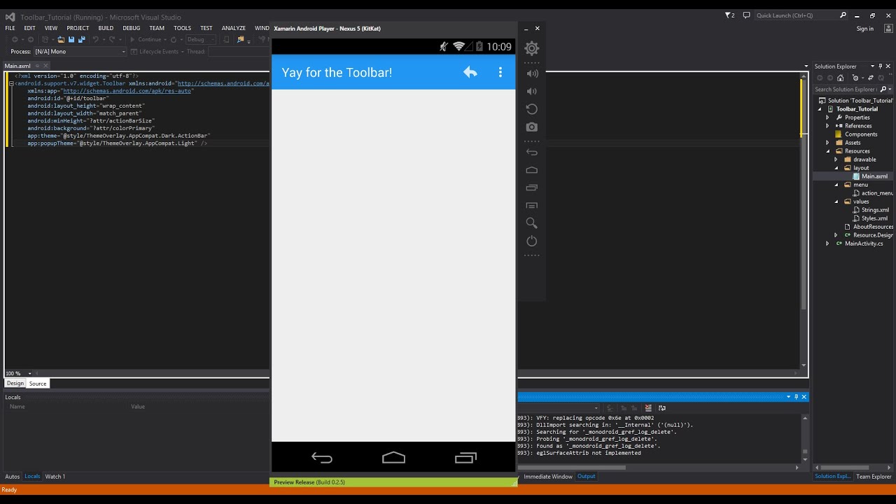 Xamarin Android Tutorial   45   Material Design   Toolbar