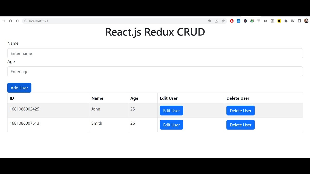 React.js + Vite.js Redux Toolkit Bootstrap Table CRUD Project Using useSelector & useDispatch Hook
