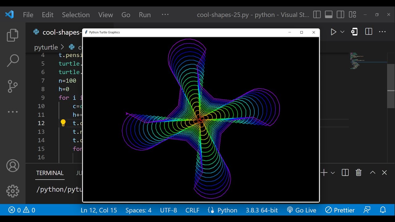 Python Turtle Graphics - 35 | Cool Shape Drawing | Python Turtle Coding Video | Learnonpy |