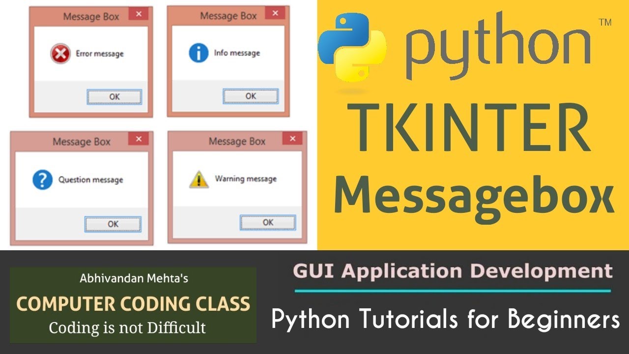 Message box in Python Tkinter, Tkinter Python Message box, Python Tkinter Popup Message box, Tkinter