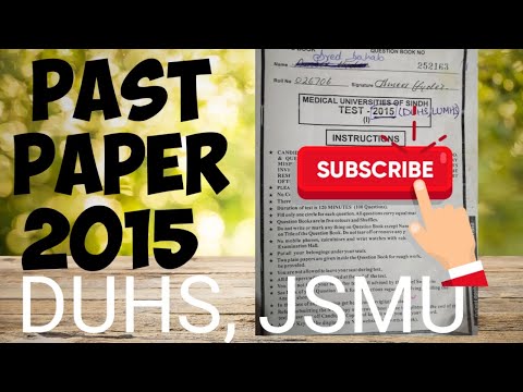 MCAT PAST PAPER (DUHS-2015) Part # 01 Also for jsmu ,Lumhs, &Ziauddin