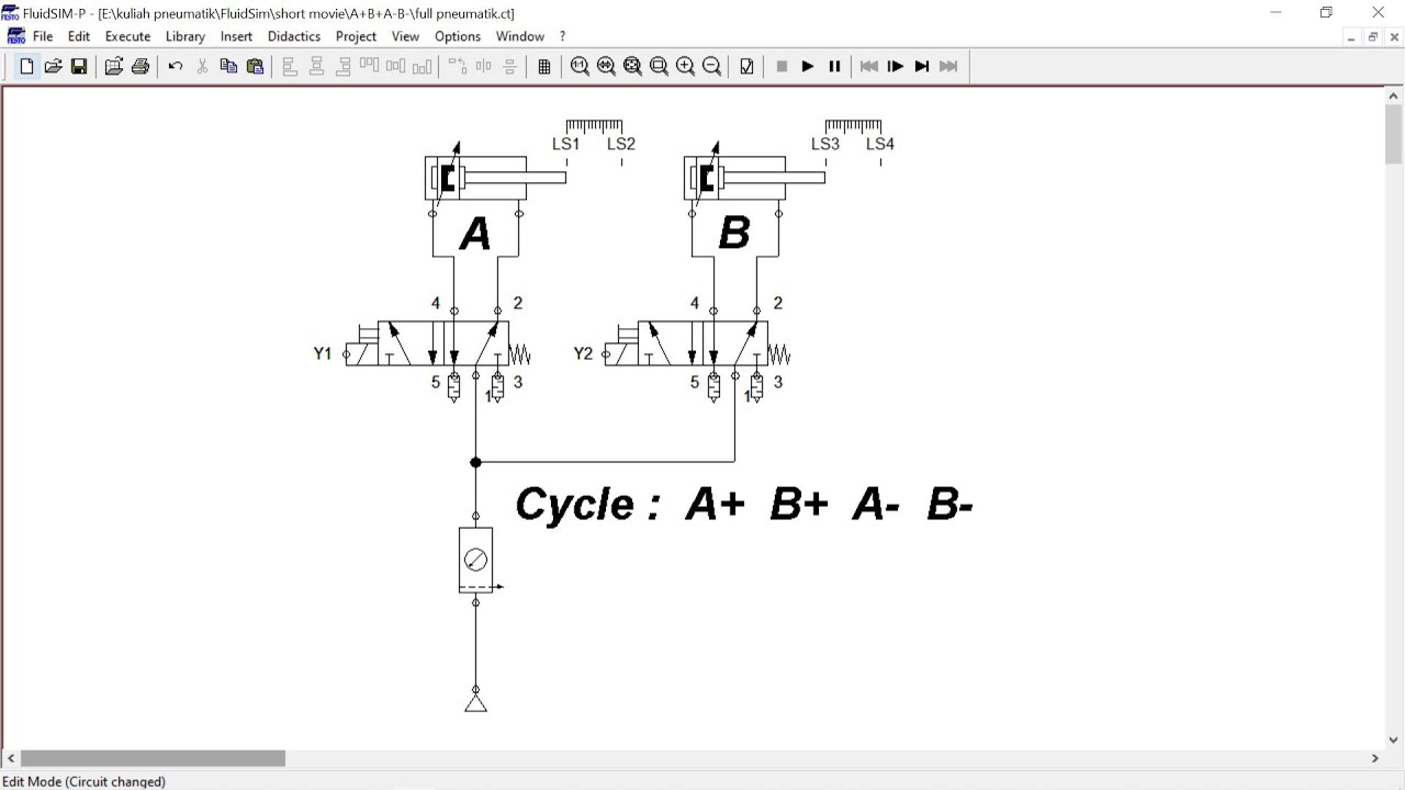 FluidSIM Tutorial : electro-pneumatic; A+ B+ A- B-