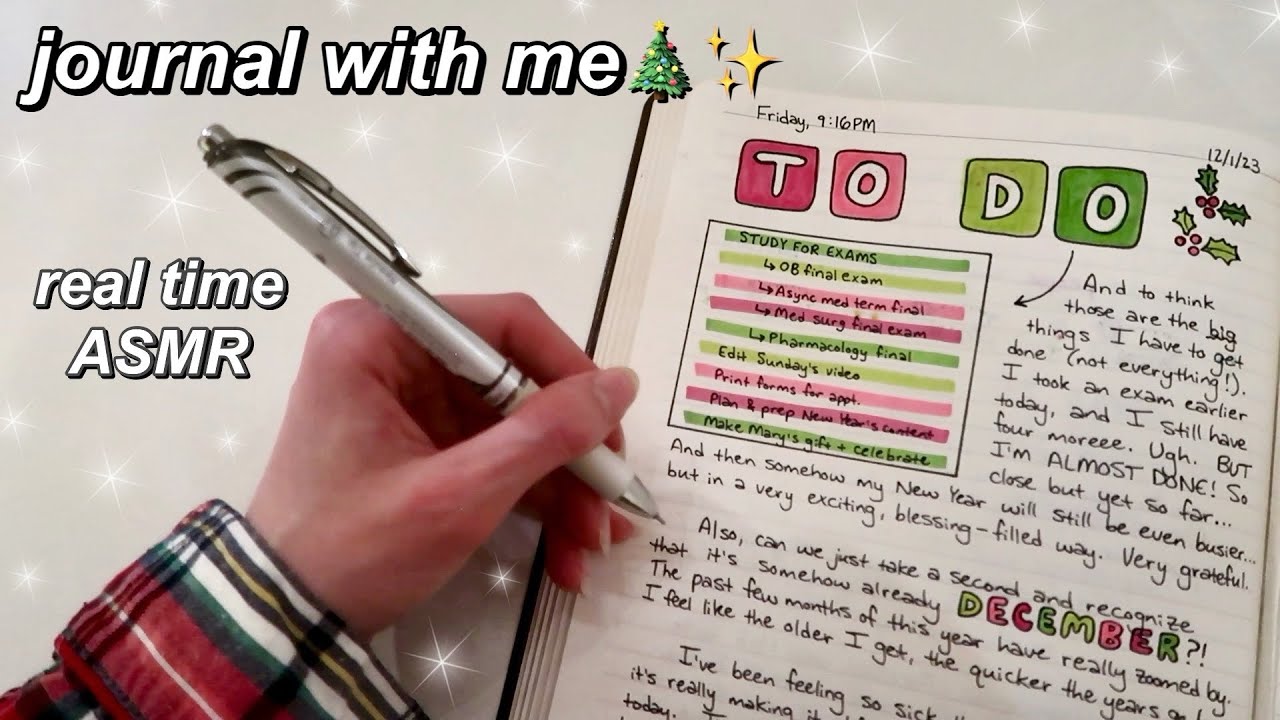 cozy christmas journal with me🎄✨ (asmr) | real time journaling with layered sounds