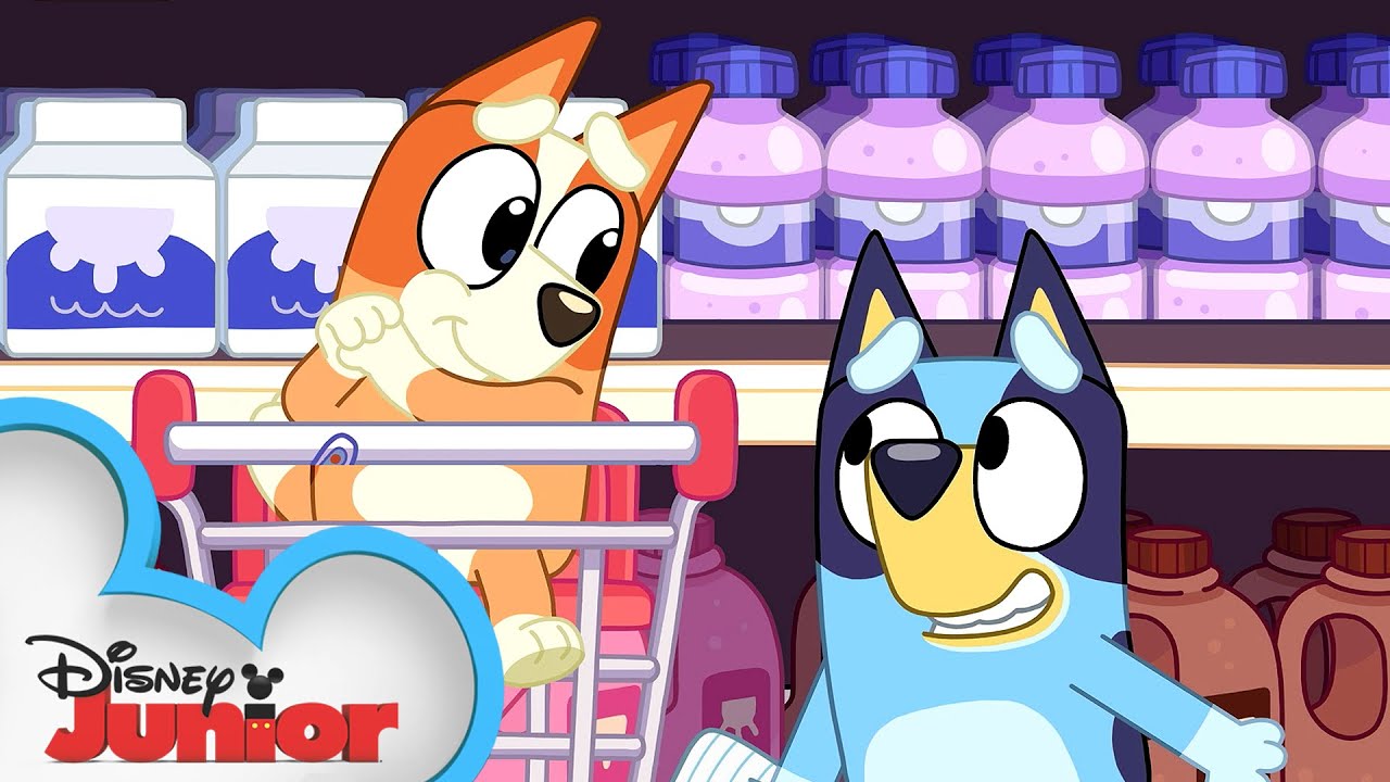 Bluey and Bingo Go Grocery Shopping 🛒 | Bluey | @disneyjr