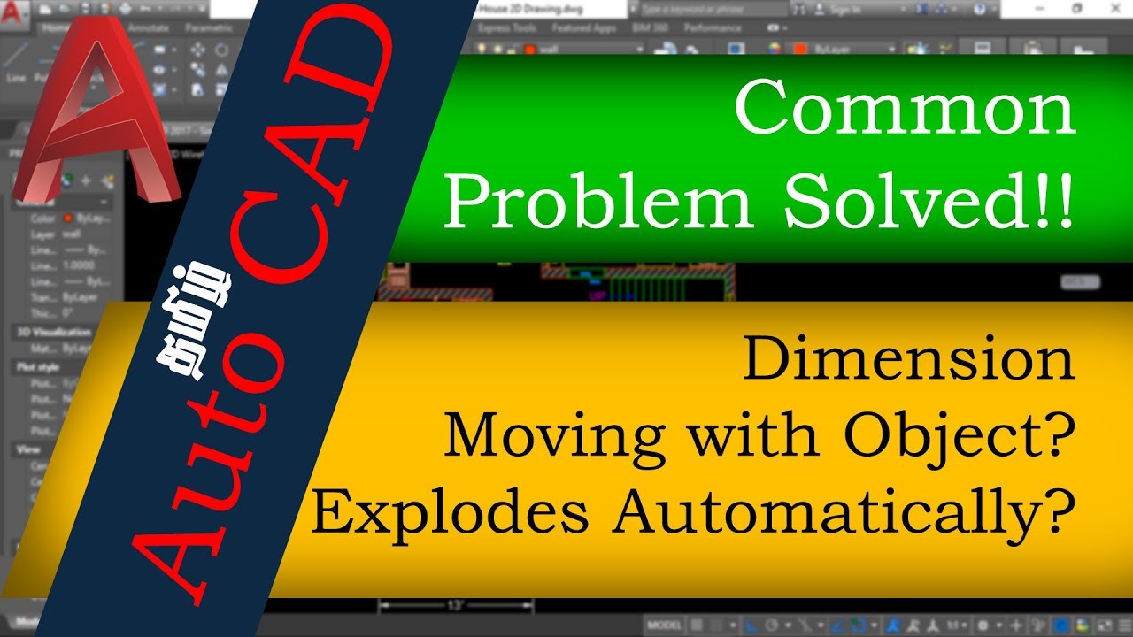 AutoCAD Tutorial - Fix Dimension Move with Object and Exploded Automatically Problem | PG Tutorials