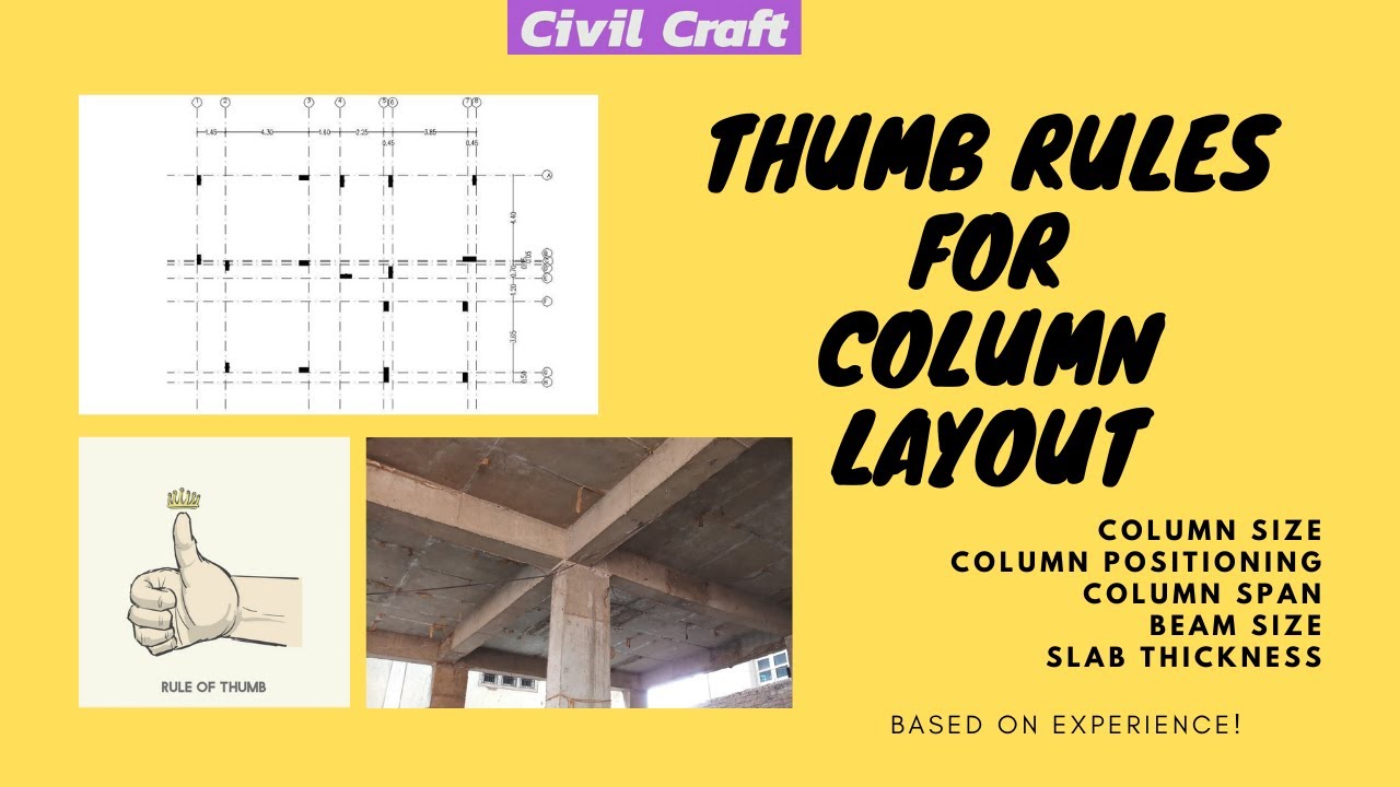 Thumb rules for column layout | Site tips | Column positioning, beam & slab size