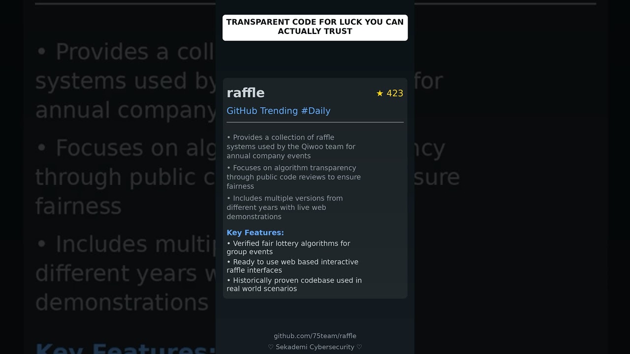 GitHub Trending Repositories: 75team/raffle 🇬🇧