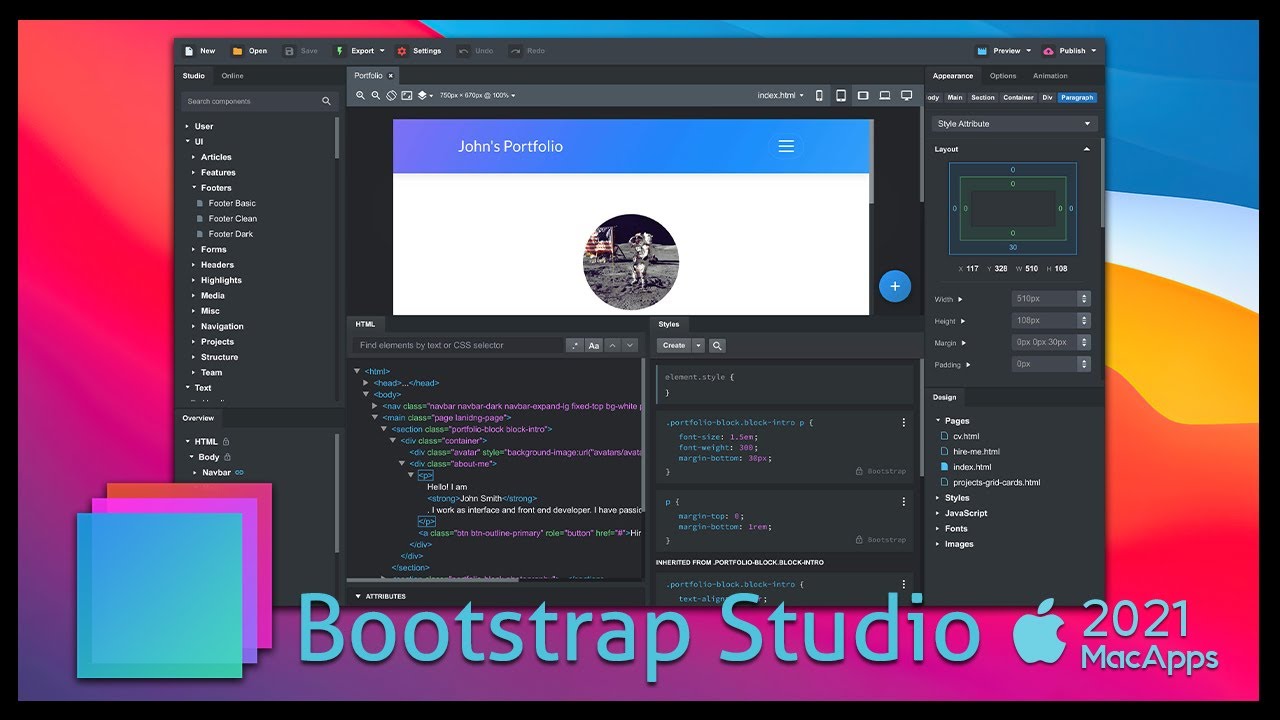 Bootstrap Studio ​2021 for Mac | Interface & Workspace Quick View