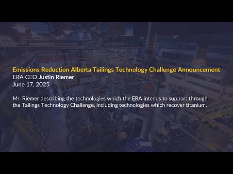 ERA CEO Confirms Titanium Recovery Technologies Qualify for Tailings Tech Challenge Funding