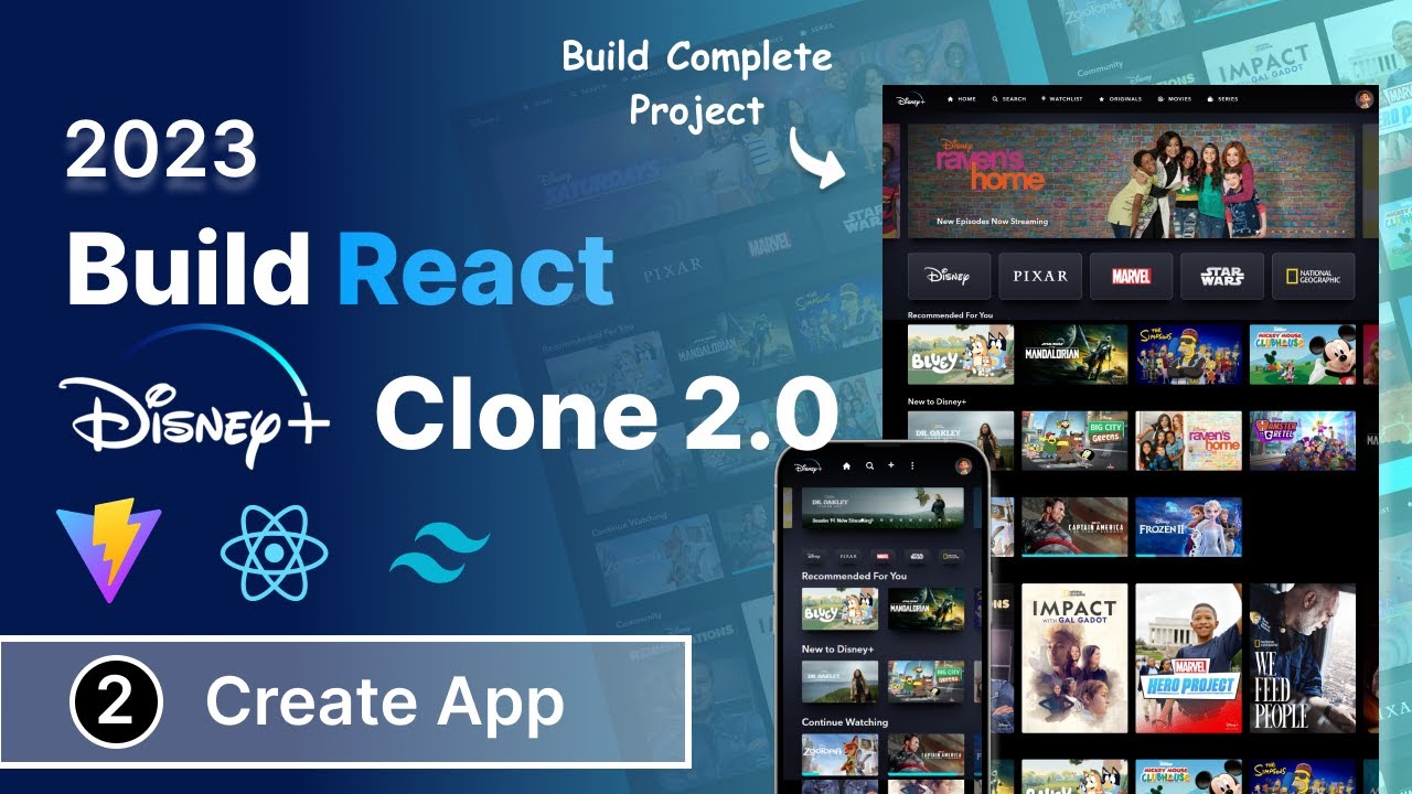 #2 Build Full Stack Disney clone Project using React, Tailwind CSS, Vite, Vercel : Create React App