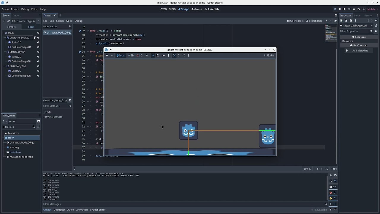 Godot quick tip: raycast and other visual debugging techniques