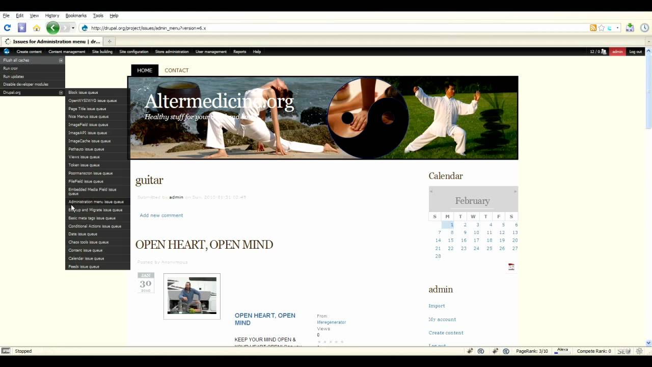 Administration Menu For Drupal - perfect admin dropdown menu