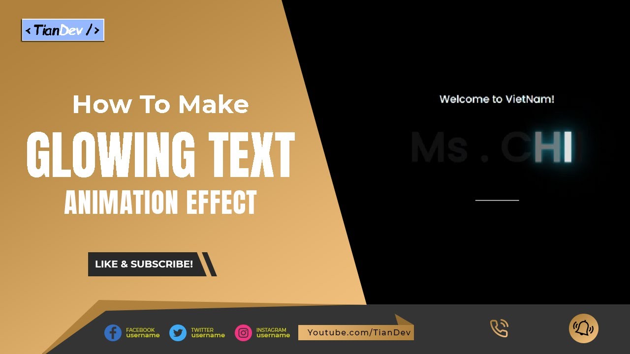 Glowing Text Animation Effect using HTML CSS - TianDev