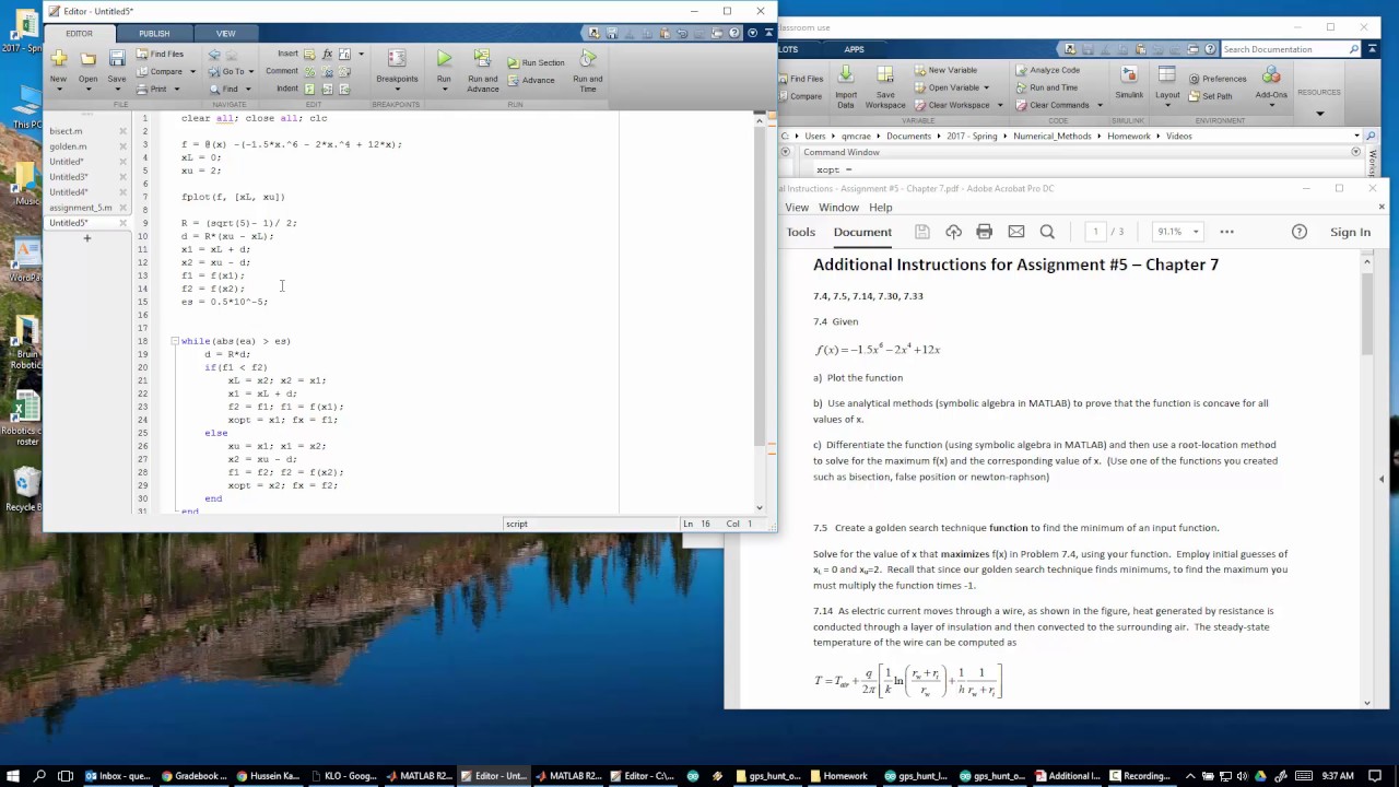 Numerical Methods 7.5 - Golden Search Function