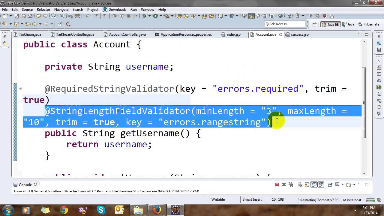 Validation in Struts 2 Framework