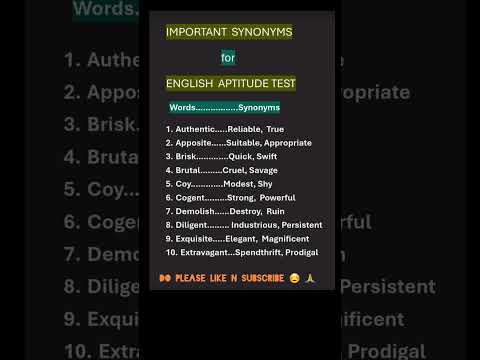 SYNONYMS ||vocabulary || English Aptitude Test#CUET #PGT#IBPSshorts