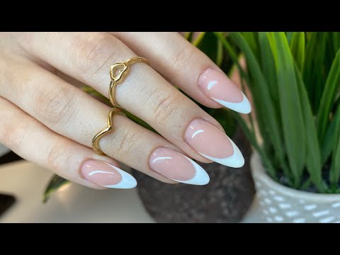 Classic French Almond Shape Acrylic Nails | Fill In
