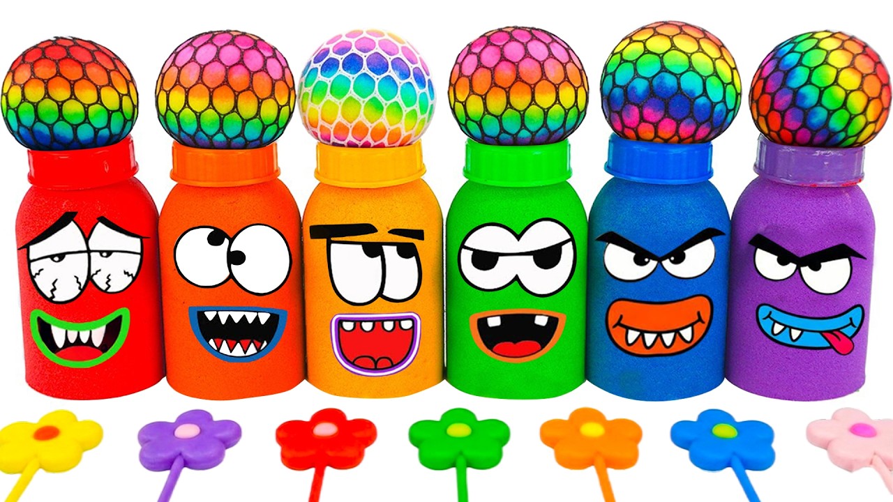 Satisfying Video | ASMR How to Make Clown Bottle & Rainbow Stress Ball with Kinetic Sand