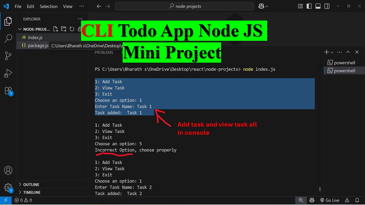 Node.js Project #1: Build a CLI Todo App Using Node.js #bharathedutech